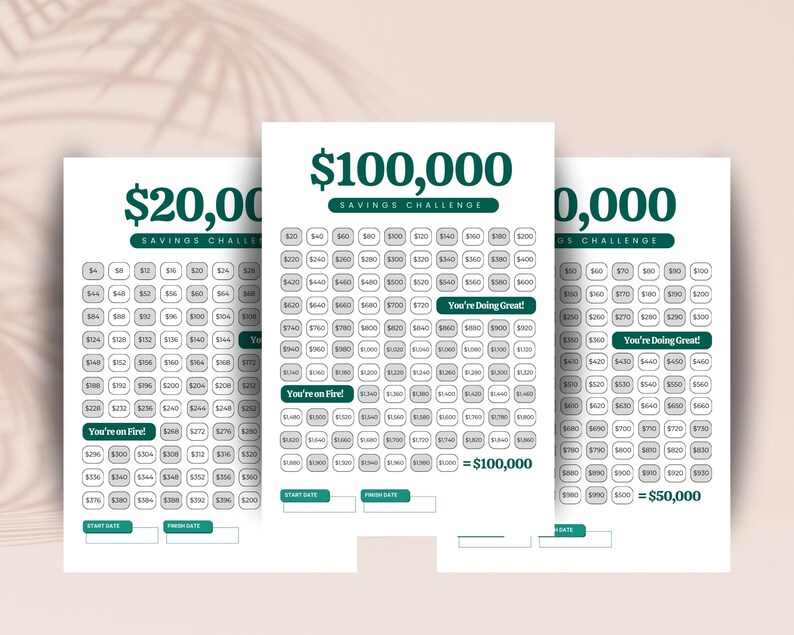 100 Envelope Savings Challenge Bundle: Canva Template (printable PDF ...
