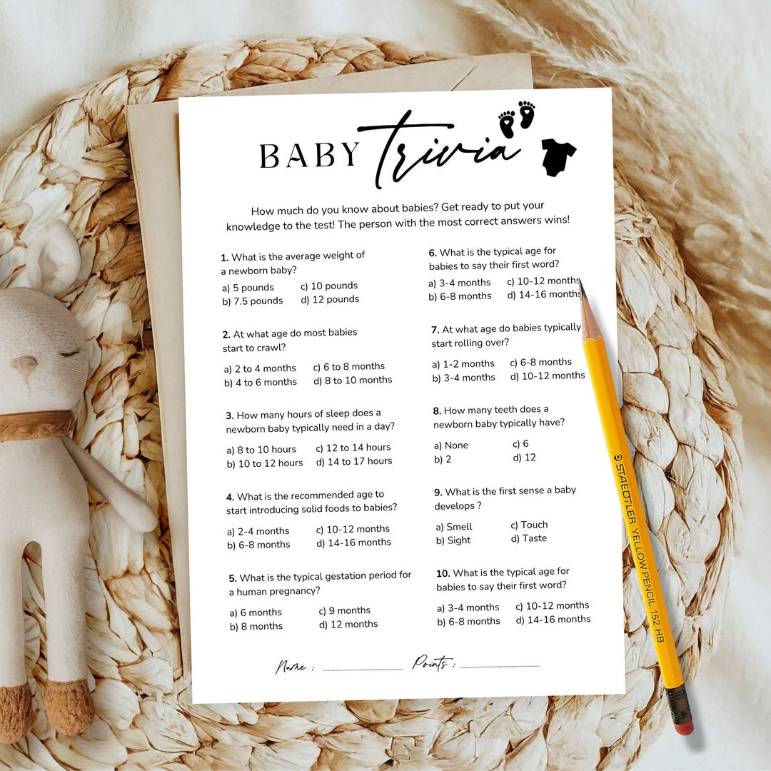 Baby Shower Trivia Printable Baby Shower Games Canva Template - Etsy