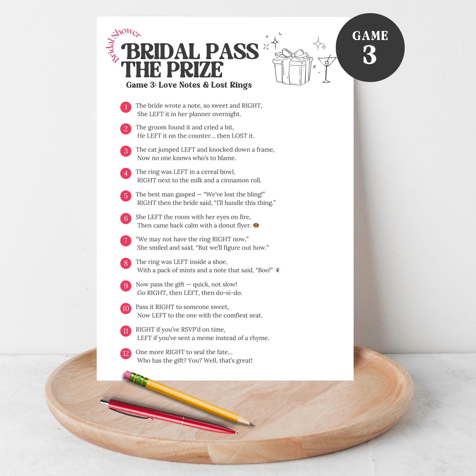 Pass the Gift Bridal Shower Game Printable, Pass the Prize Game ...