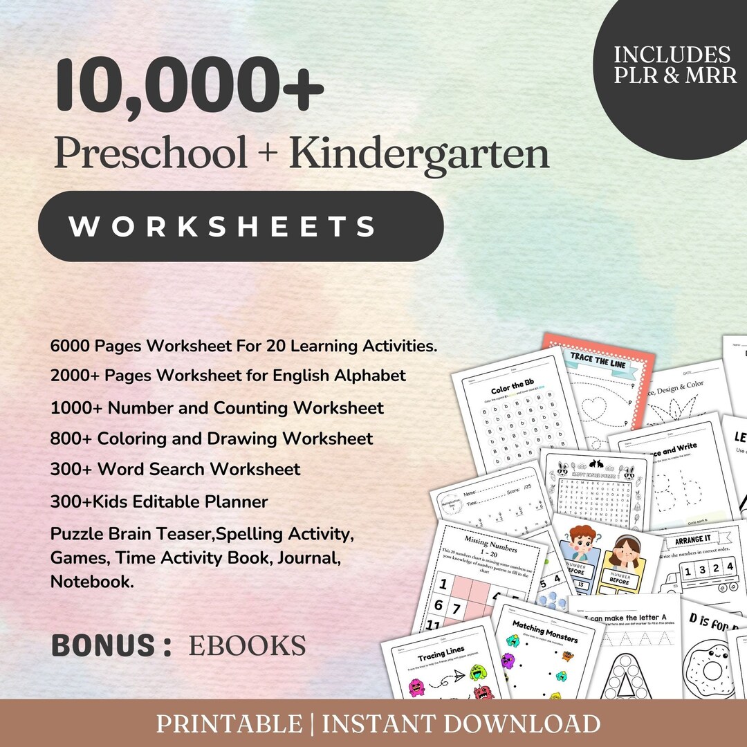 Ultimate Preschool and Kindergarten Printable Activity Bundle - 10,000 ...