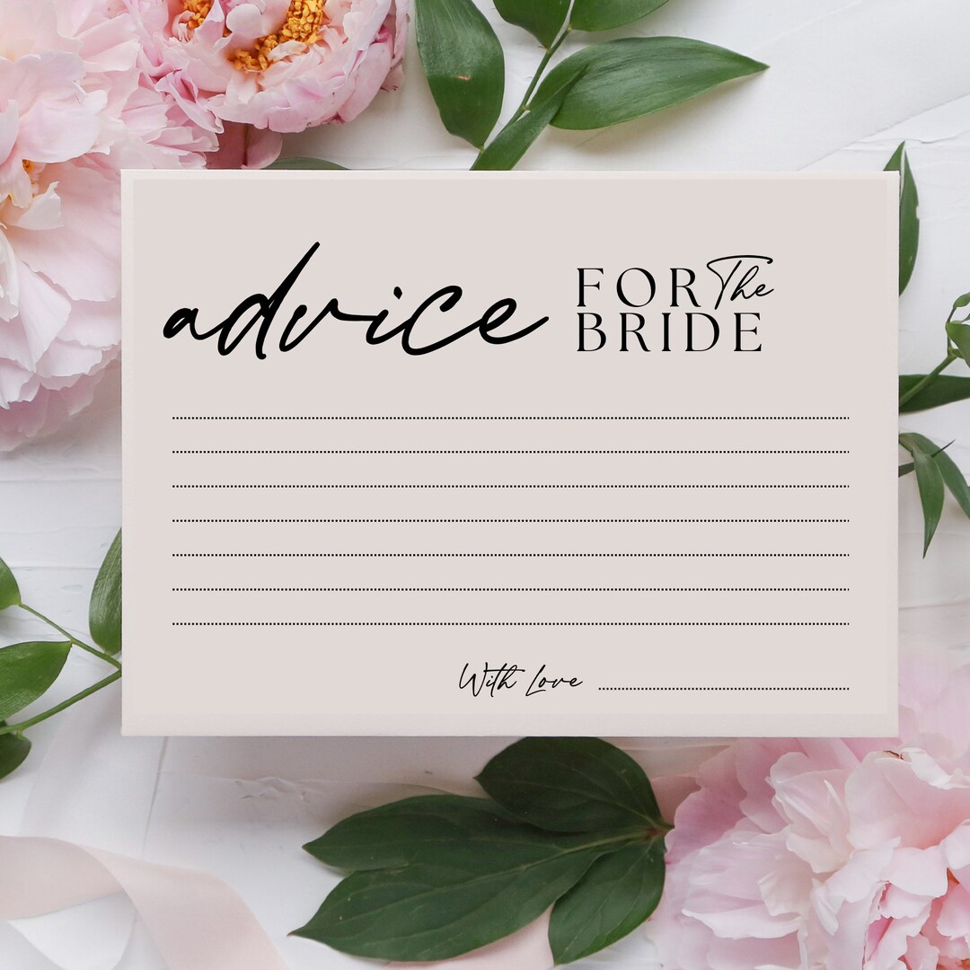Bridal Advice Card Template Advice for the Bride Card Editable Canva ...