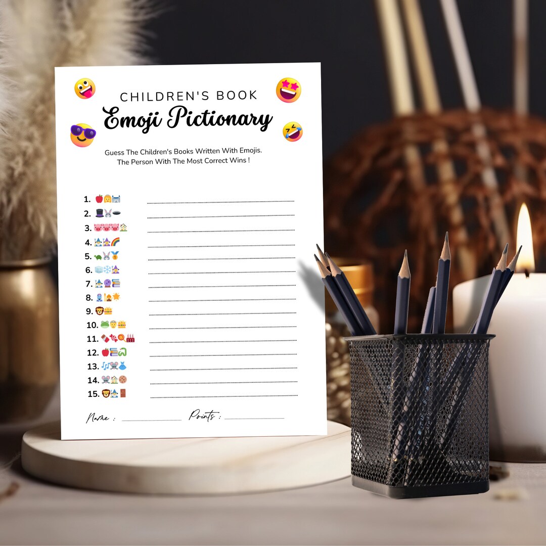 Childrens Book Emoji Pictionary Printable Baby Shower Games Canva ...