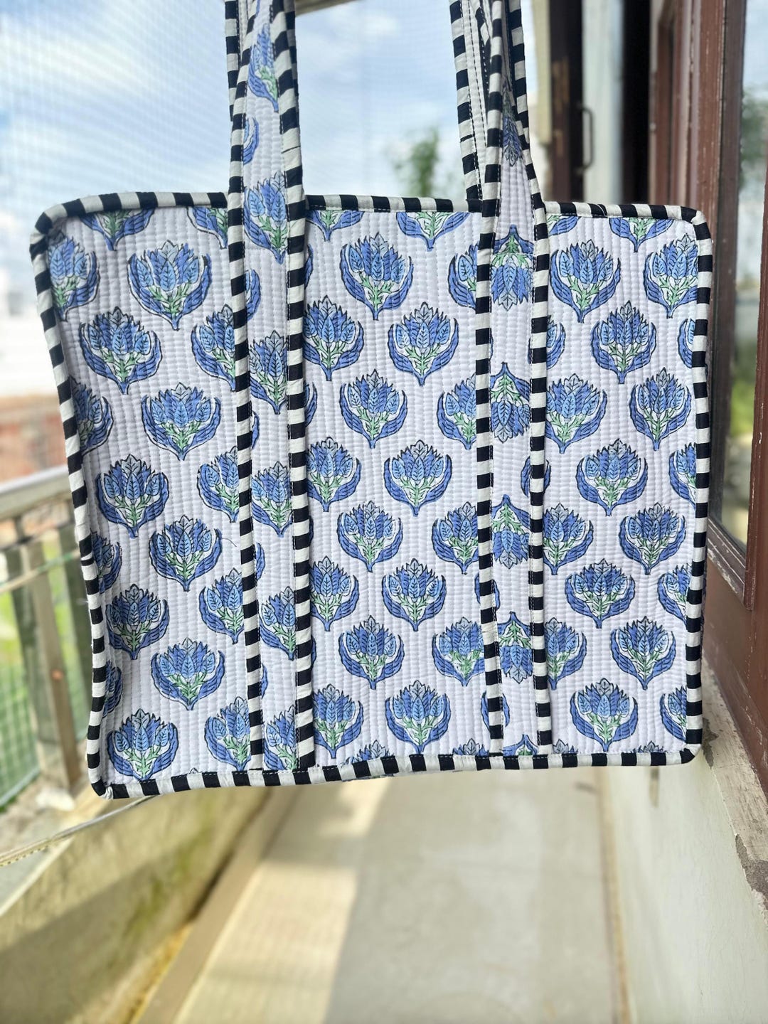 Handmade Tote Bag, Indian Making Quilted Tote Bags, Eco Friendly Boho ...