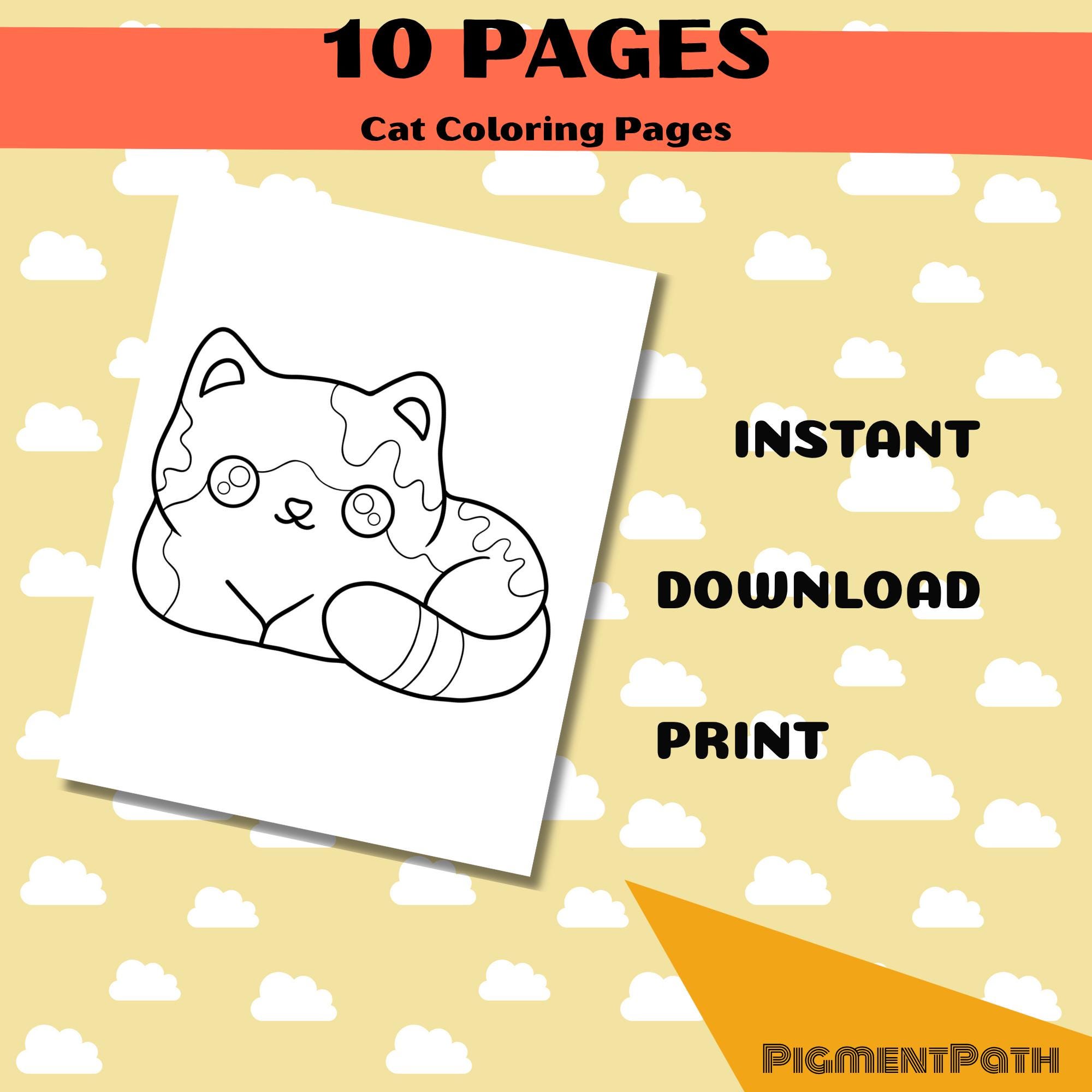 10 Kittens Coloring Pages for Kids | Cute Cat Coloring Book | Printable ...