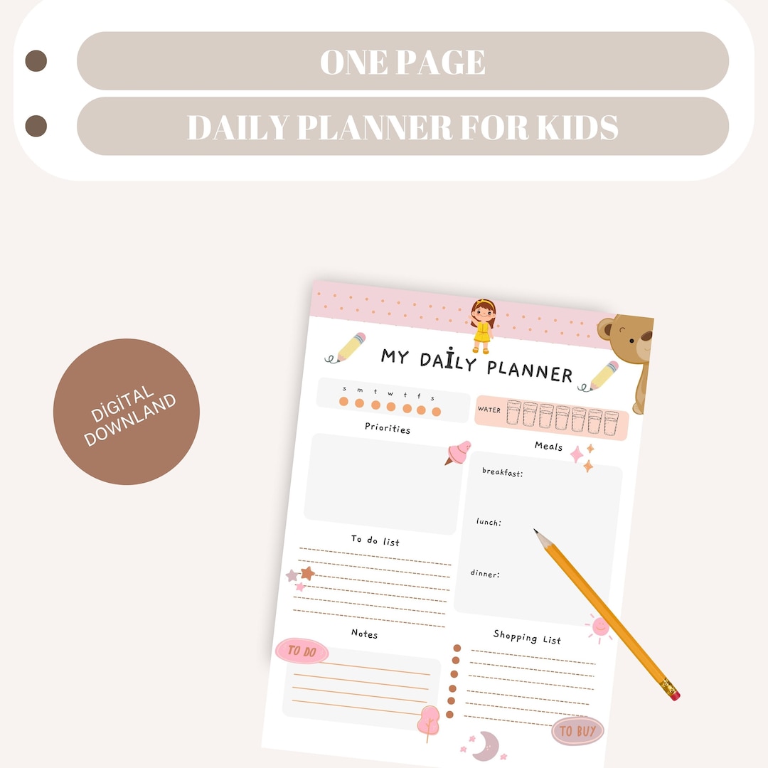 Kids Daily Planner Printable: Activity Drawing Page (digital Download ...