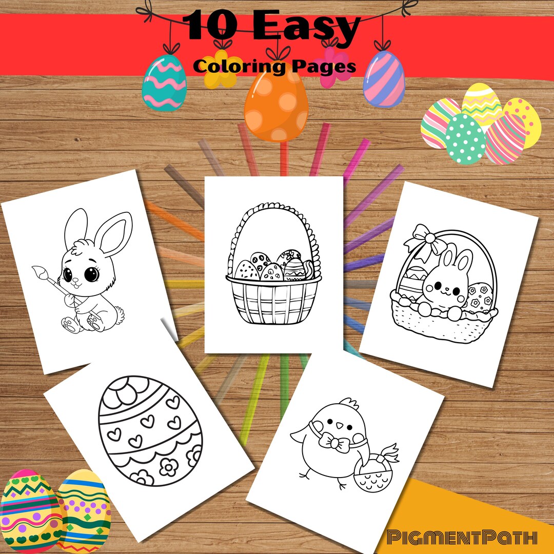 Easter Coloring Pages for Kids Printable PDF – Bunny, Eggs & Chicks ...