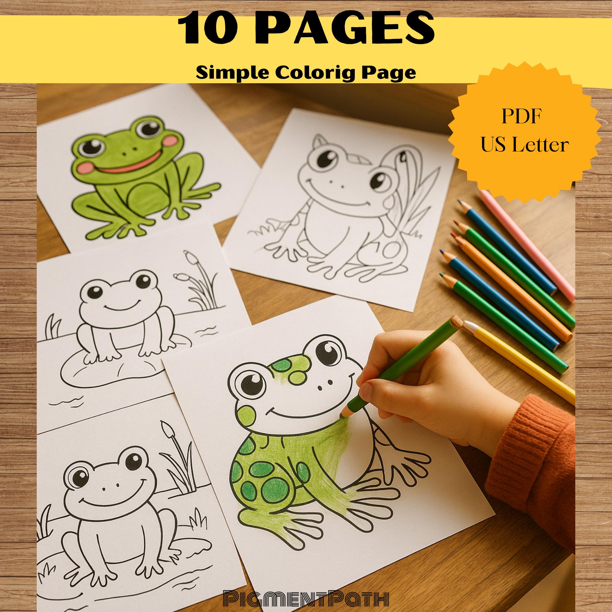 Frog Coloring Pages for Kids | 10 Fun Animal Sheets | Printable ...