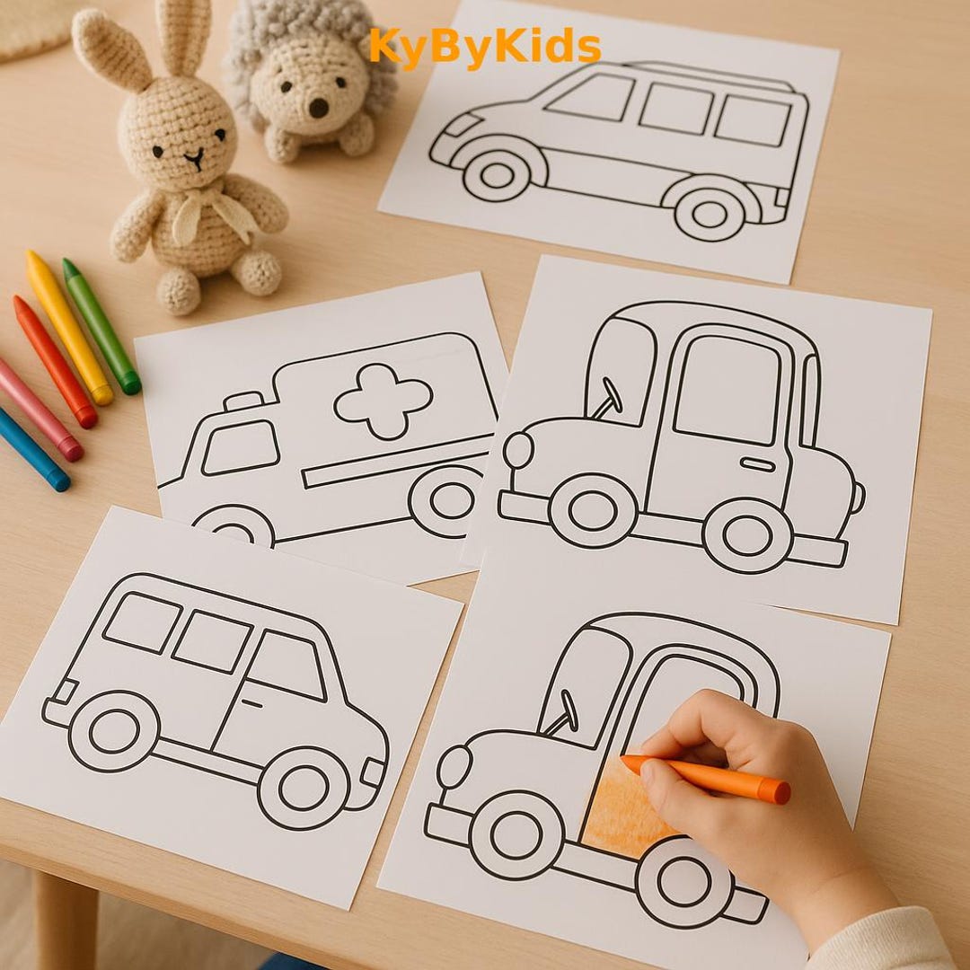 Easy Car Coloring Book for Toddlers – Cute Vehicles and Cars – Simple ...