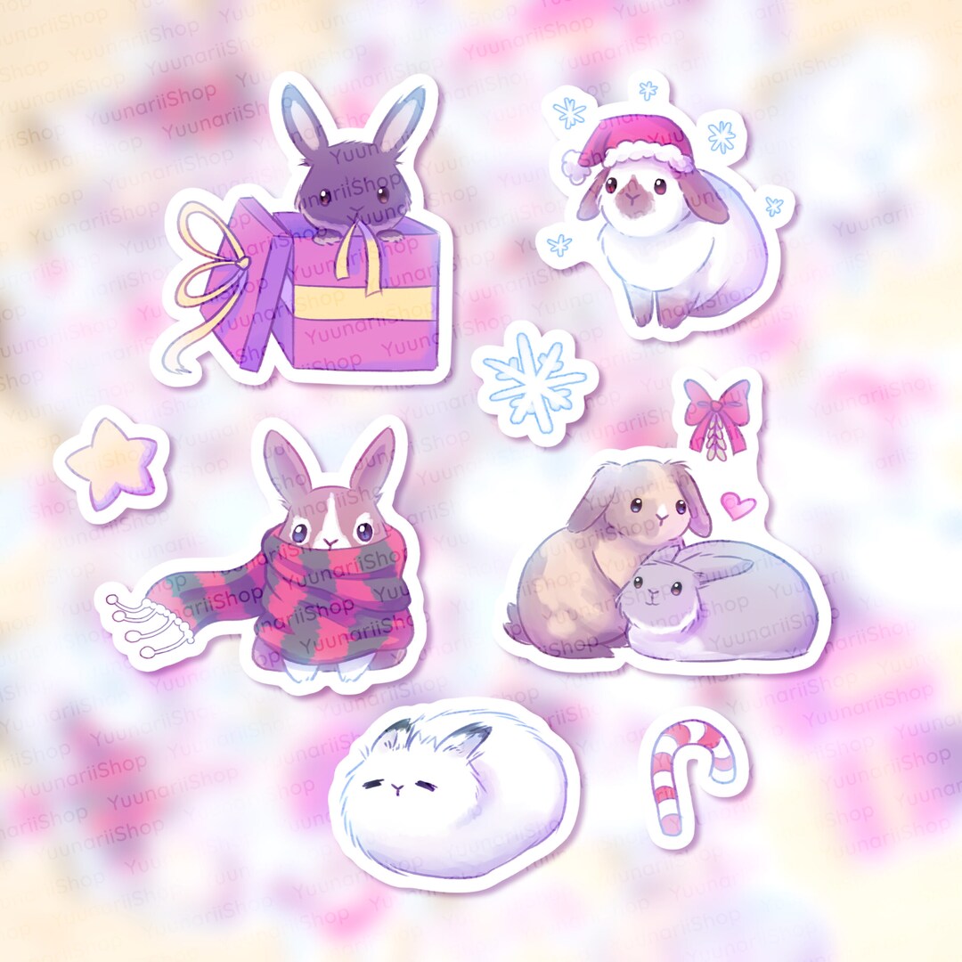 Snow Bunny Sticker Set / Cute Animal Sticker / Winter Season Stickers ...