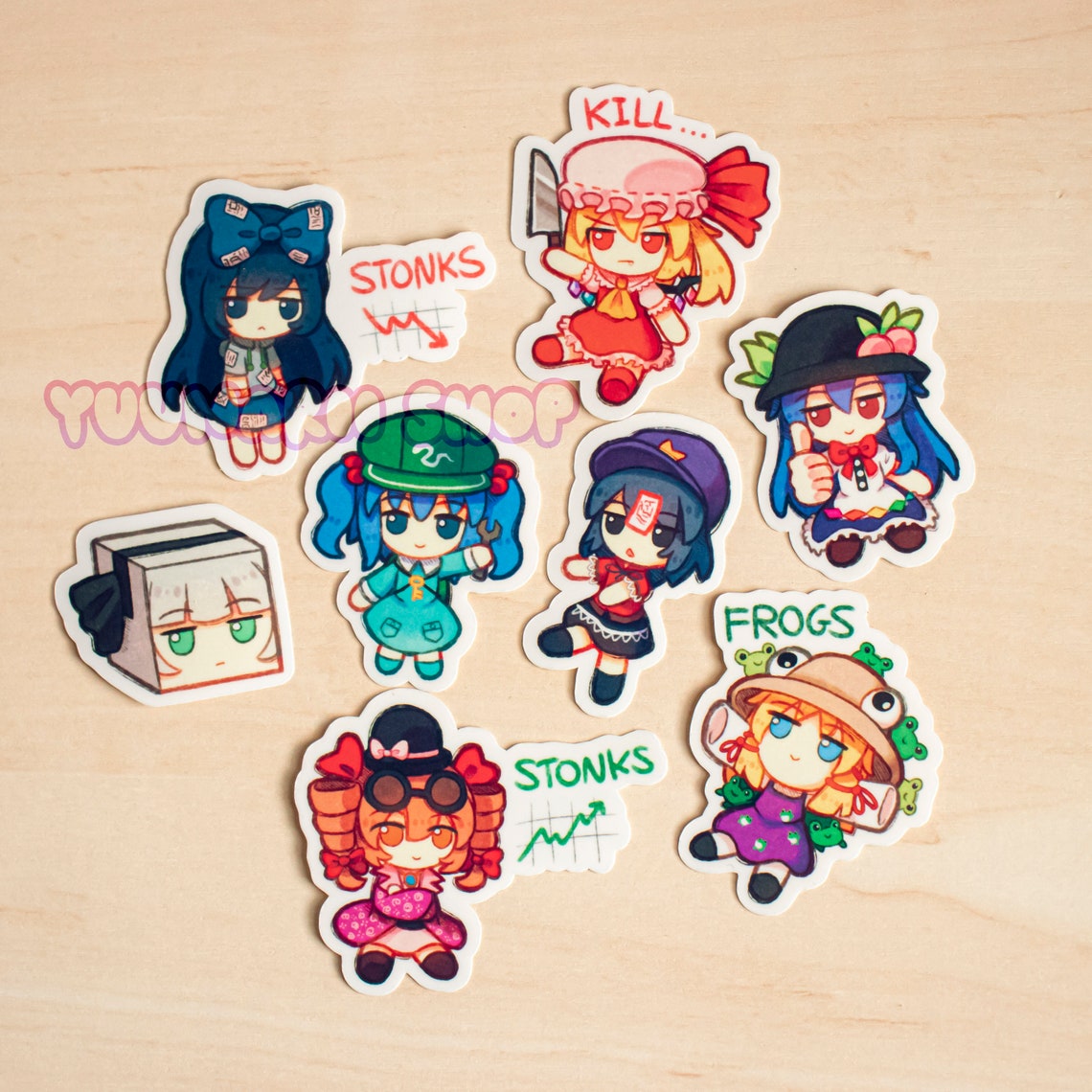 Touhou Fumos Mini Vinyl Sticker Set VOL. 2 / Touhou Stickers / Set of 8 ...