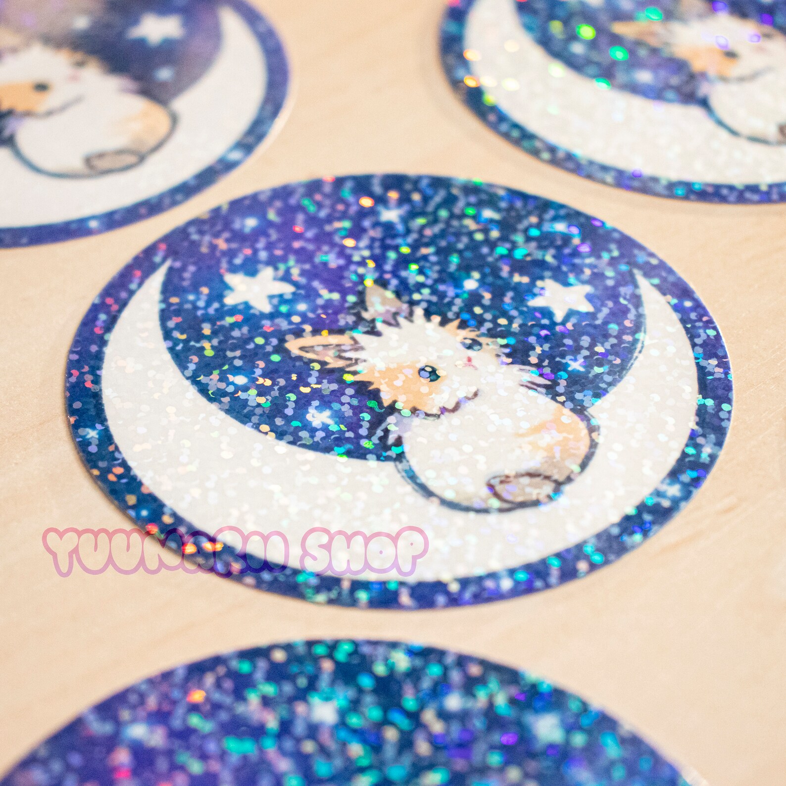 Holo Moon Bunny Vinyl Sticker / Holographic Rainbow Sticker / Space ...