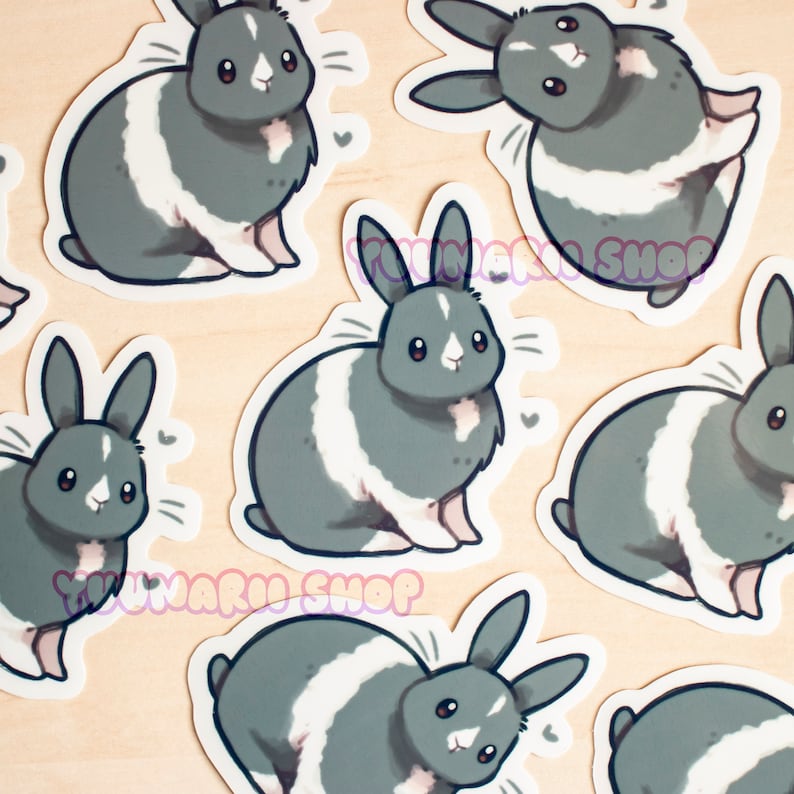 Custom Bunny Vinyl Sticker Set / Pointy Ear Rabbit Stickers / Cute ...