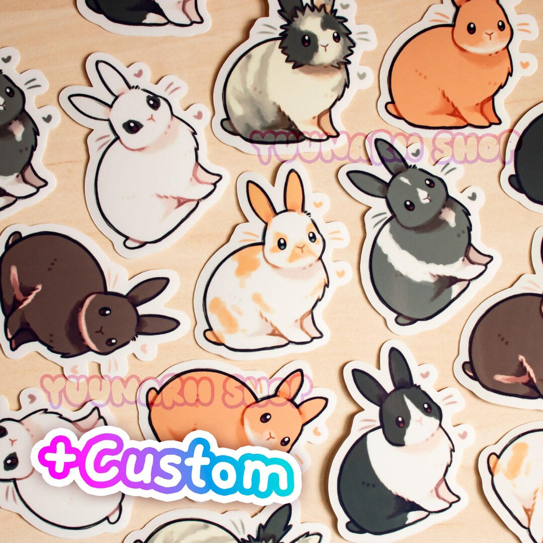 Custom Bunny Vinyl Sticker Set / Pointy Ear Rabbit Stickers / Cute ...