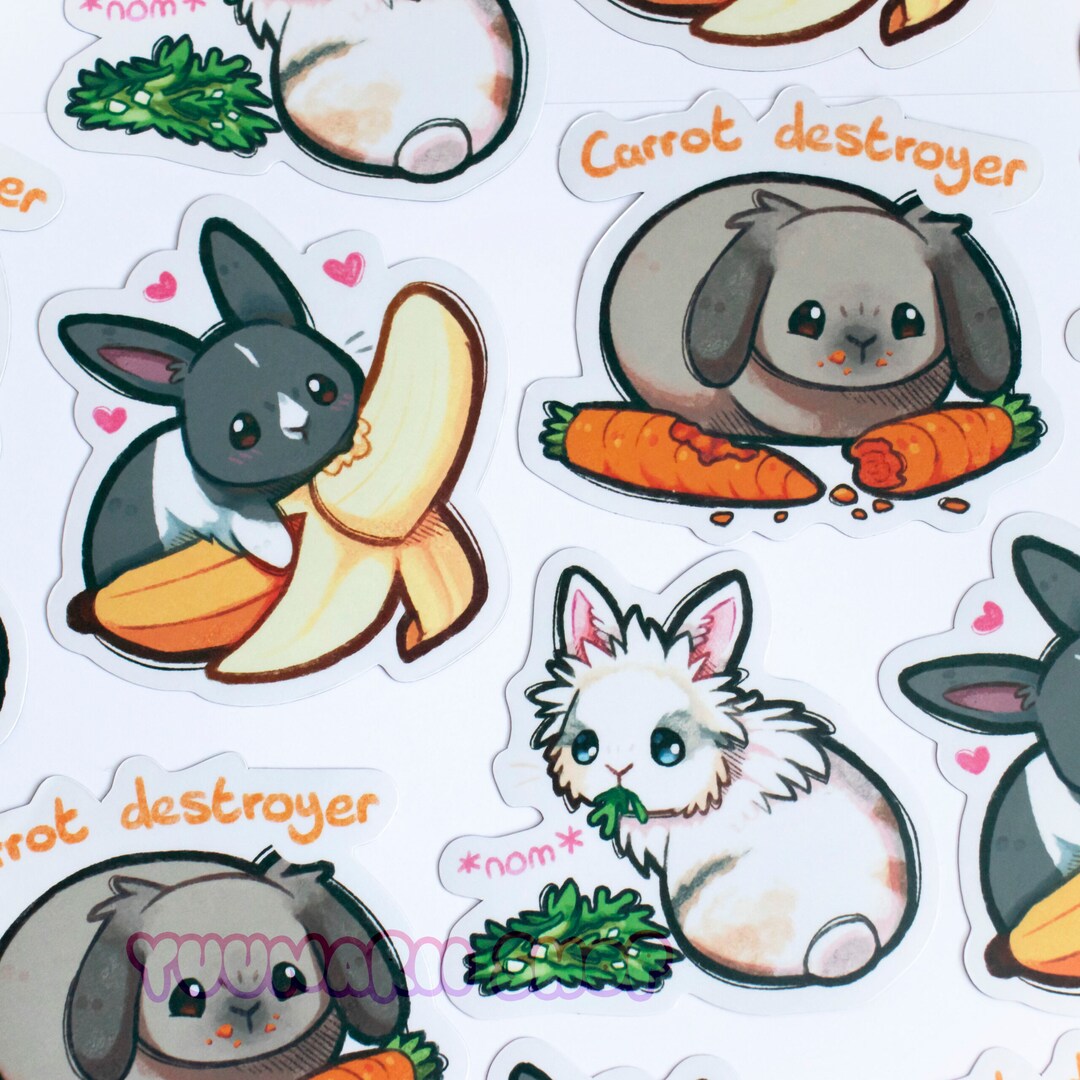 Bunnies Eating Nommies Fridge Magnets / Cute Rabbit Fridge Magnet ...