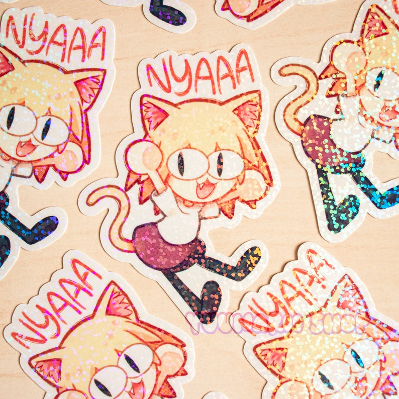 Holographic Neco-arc Vinyl Sticker / Funny Cat Meme Sticker / - Etsy