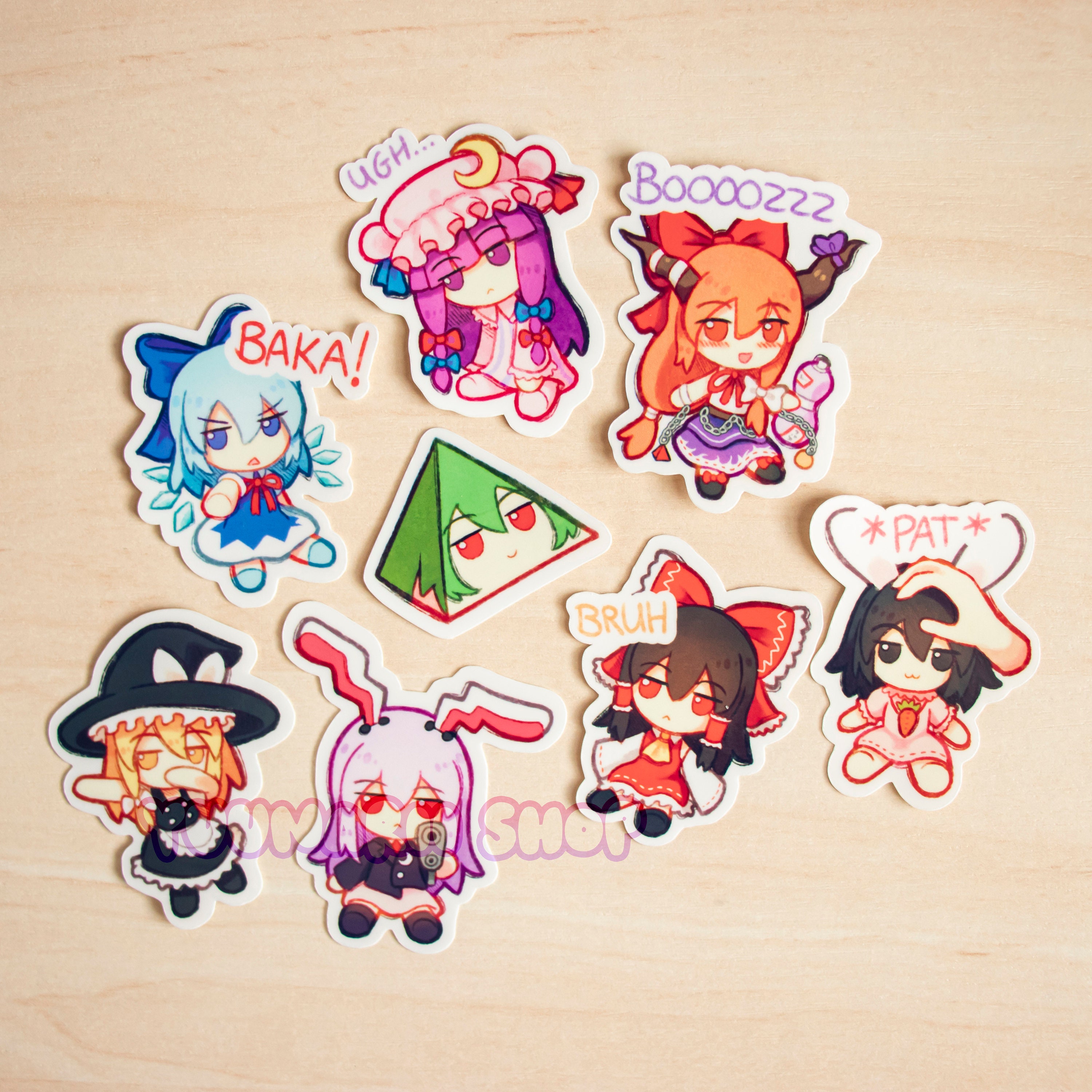 Touhou Fumos Mini Vinyl Sticker Set VOL. 1 / Touhou Stickers / Set of 8 ...