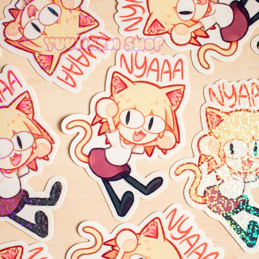 Holographic Neco-arc Vinyl Sticker / Funny Cat Meme Sticker / Melty ...