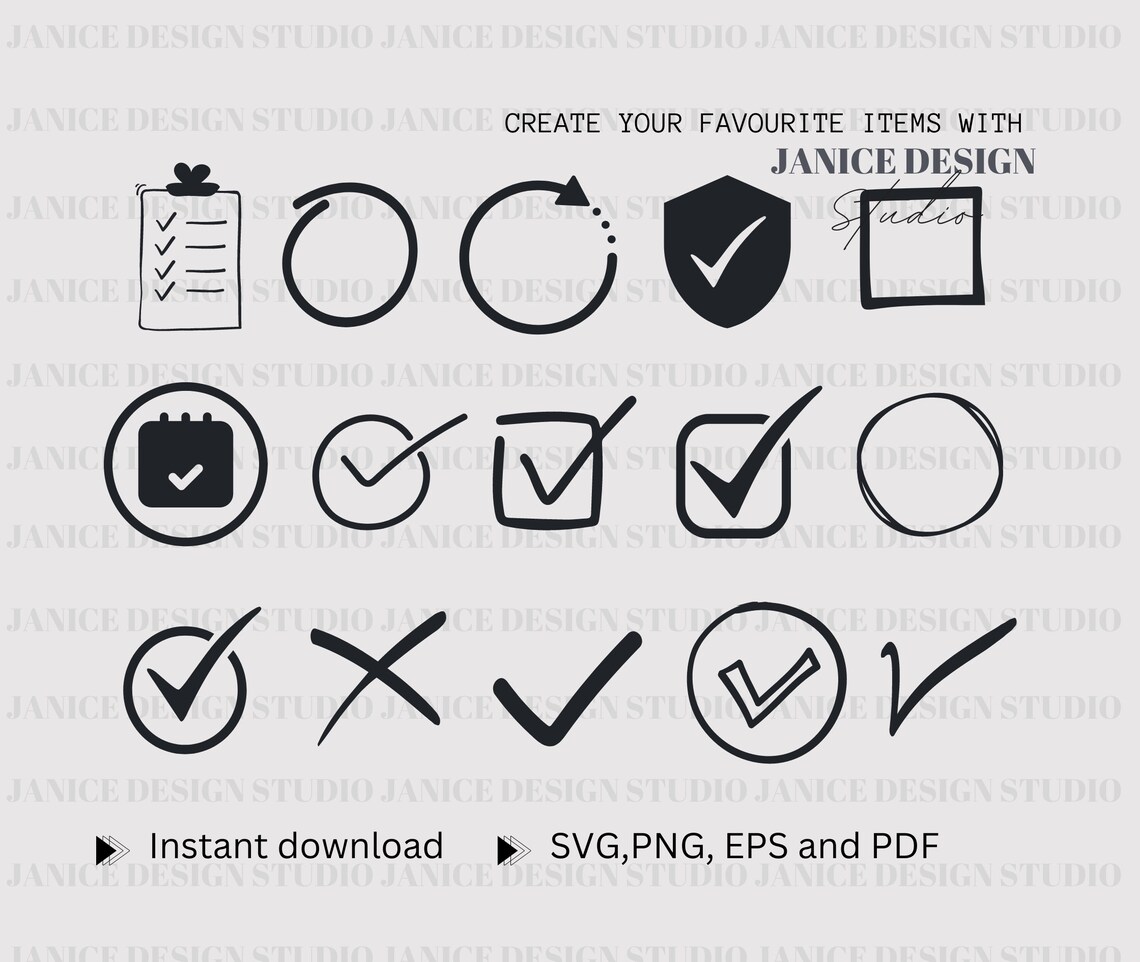 Check Mark Svg Bundle, Check Box Svg, Checklist Svg, Hand Drawn Check ...