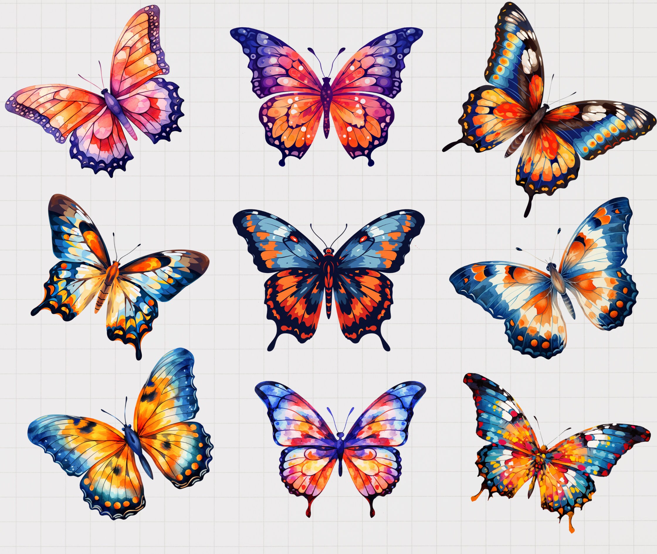 Watercolor Butterfly Clipart PNG Rainbow Watercolor Butterfly - Etsy