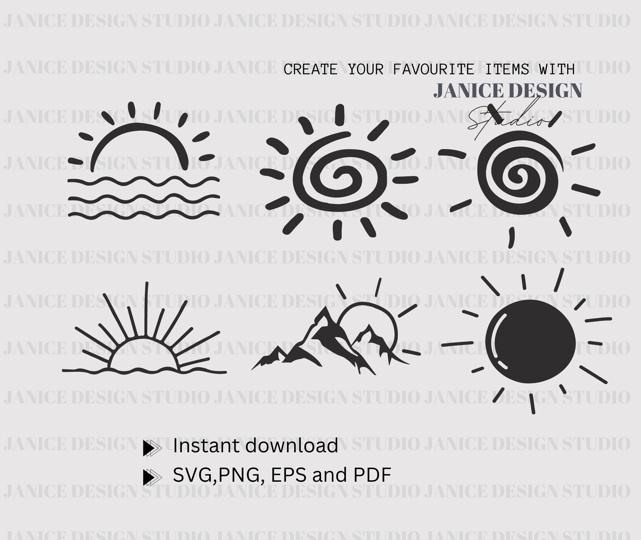 Sun Svg Bundle Boho Sunrise Sunshine Horizon Waves Mountain - Etsy