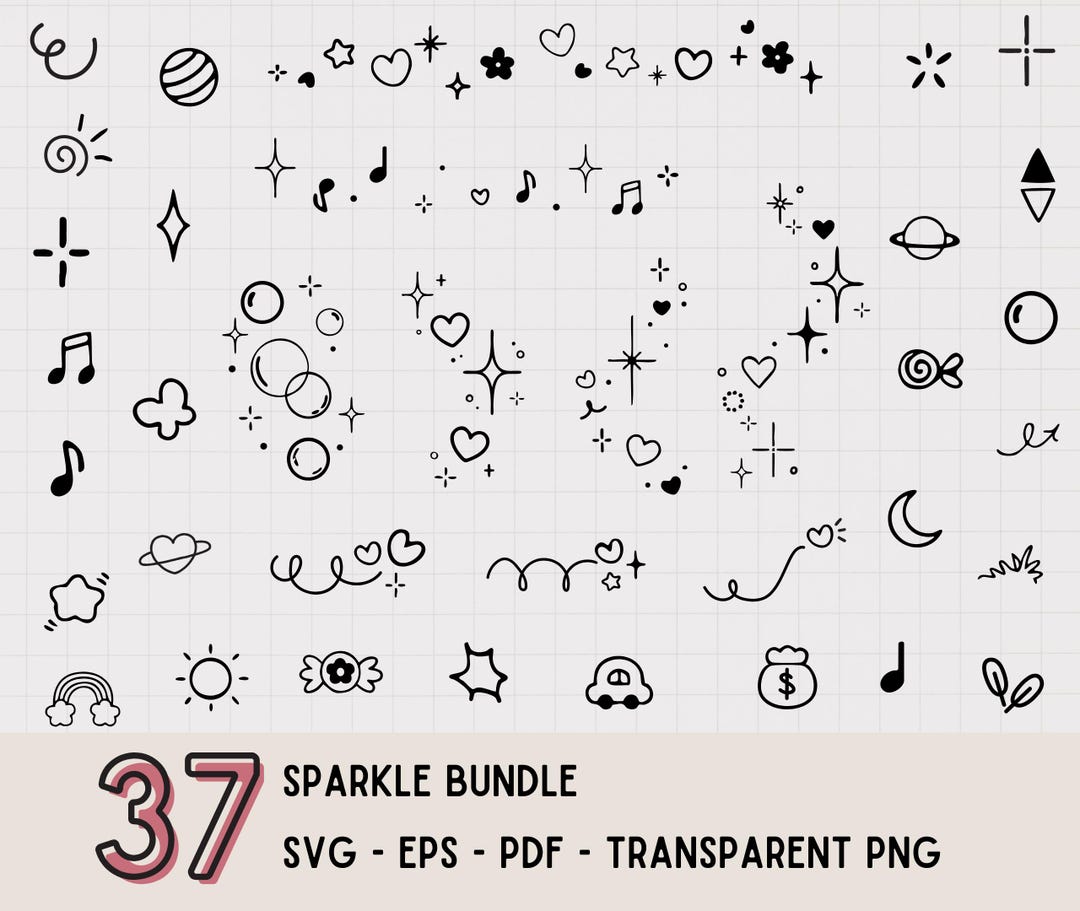 Star, Heart and Sparkle Clipart Bundle, Transparent PNG, Sparkle Svg ...