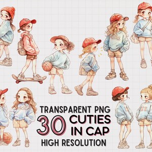 JDES 30 Cartoon Cute Girl Clipart, Cool Girl Clip Arts, With Cap and ...