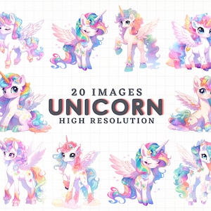 Unicorn Clipart Bundle, Pastel Unicorn Clip Arts, Sweets, Rainbow Stars ...
