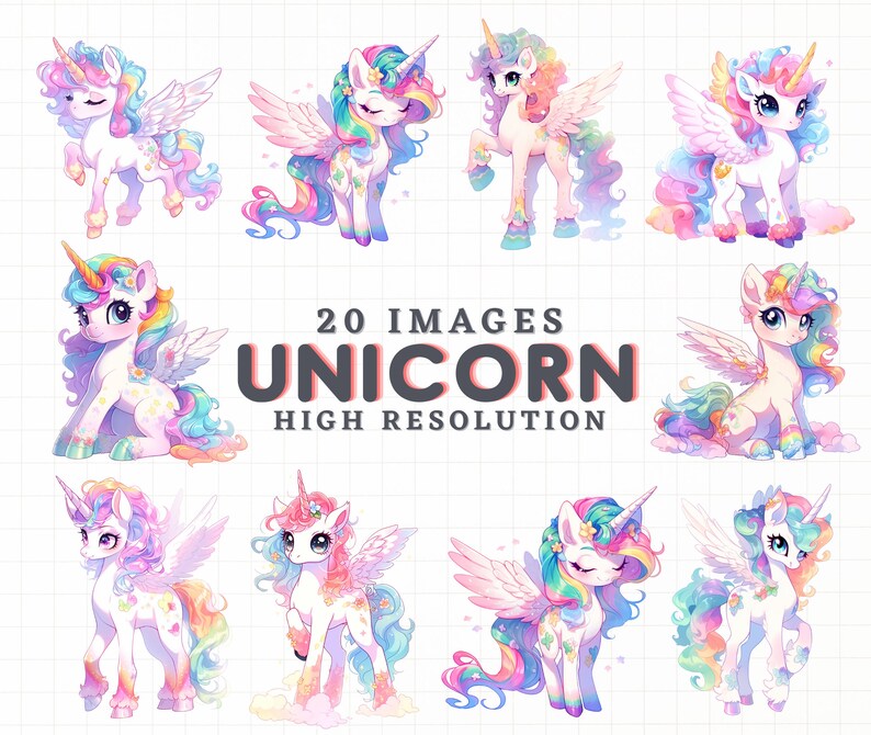 Unicorn Clipart Bundle Pastel Unicorn Clip Arts Sweets - Etsy