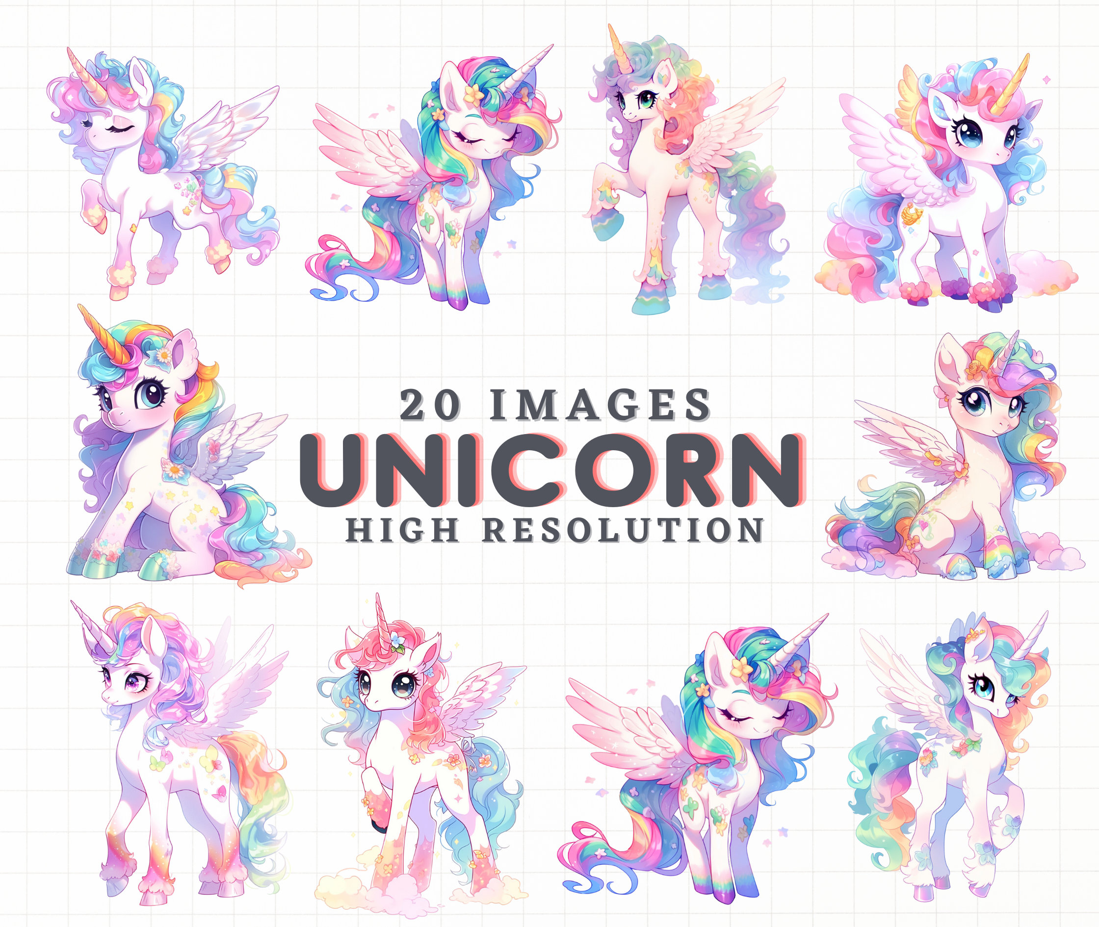 Unicorn Clipart Bundle Pastel Unicorn Clip Arts Sweets - Etsy