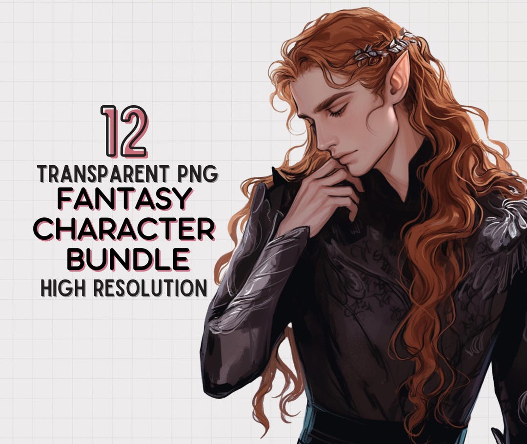 Fantasy Character Clipart Bundle: Romantic Couple PNG Illustrations ...