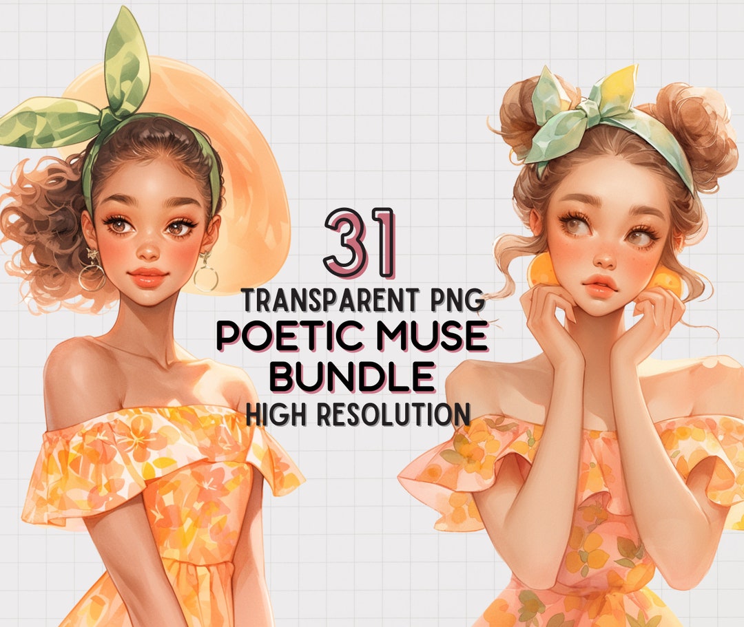 Girl Clipart Bundle: Romantic Illustration, Planner Graphics (PNG) - Etsy
