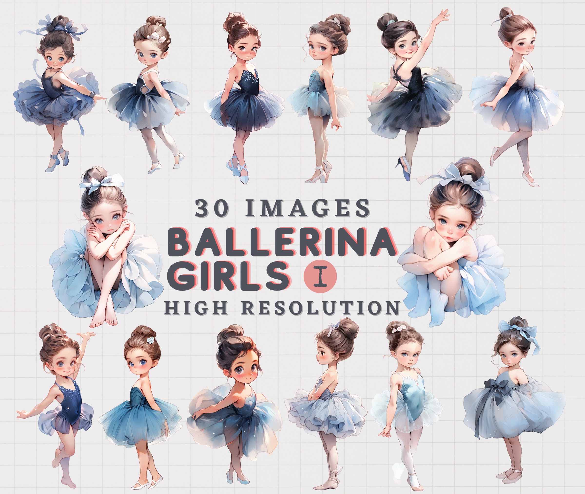 Ballerina Girl Clipart: Dancing PNG Illustrations (digital Download) - Etsy