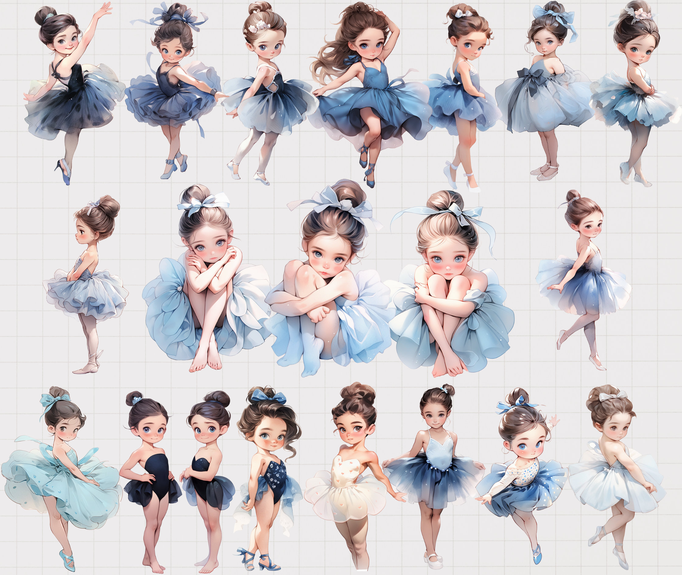 Ballerina Girl Clipart: Dancing PNG Illustrations (digital Download) - Etsy