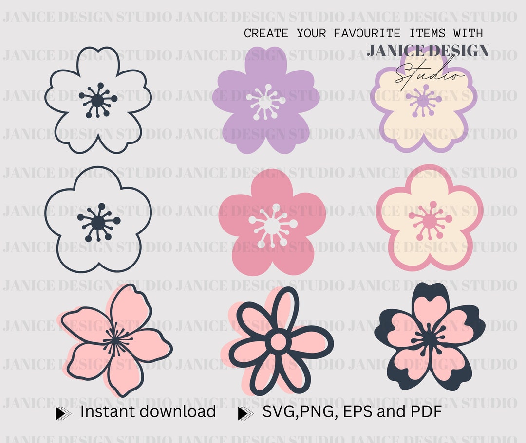 Cherry Blossom Svg, Cherry Blossom Png, Sakura Blossom Svg, Cherry ...