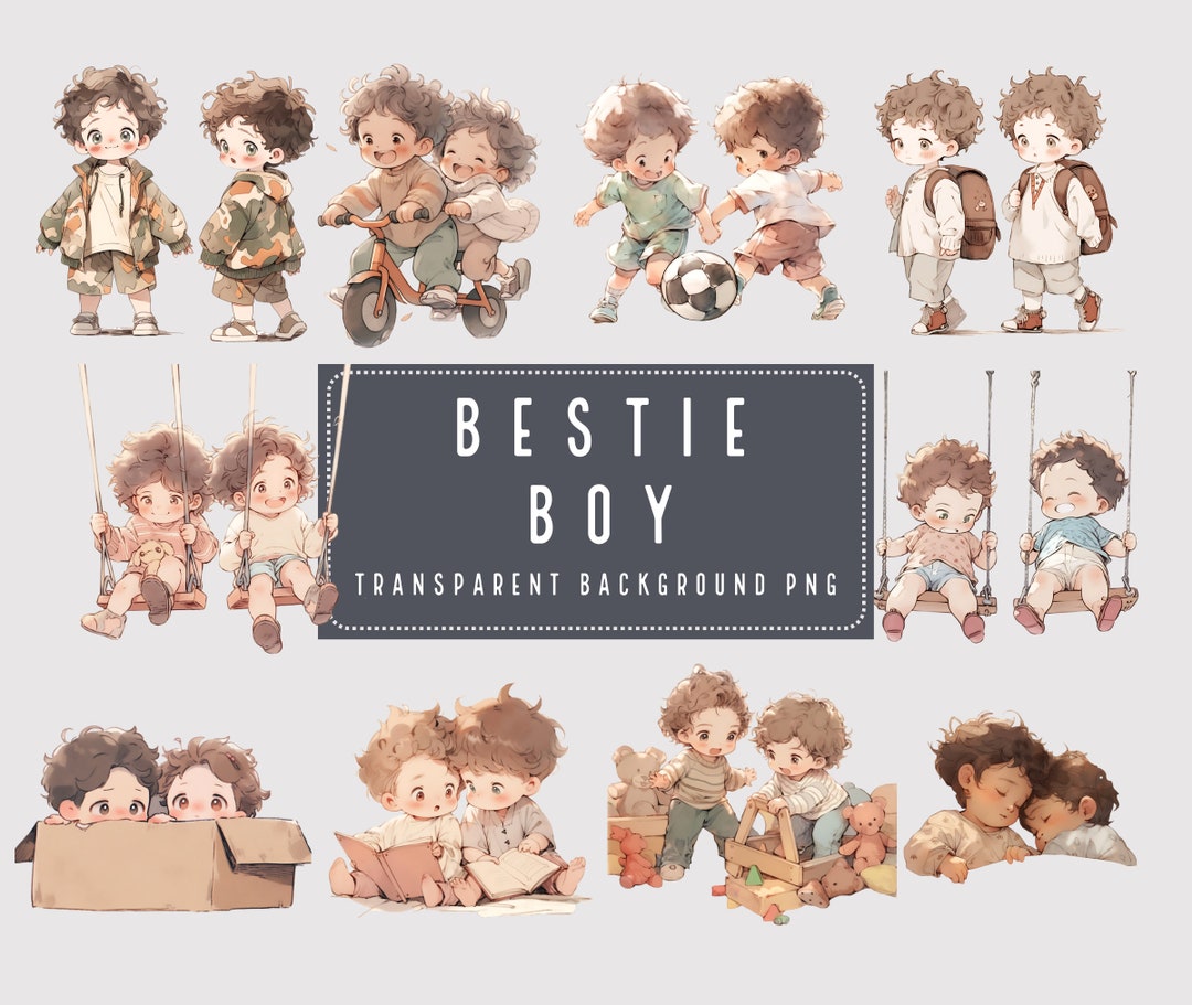 Watercolor Best Friend Clipart Cute Baby Boy Clip Arts Baby - Etsy