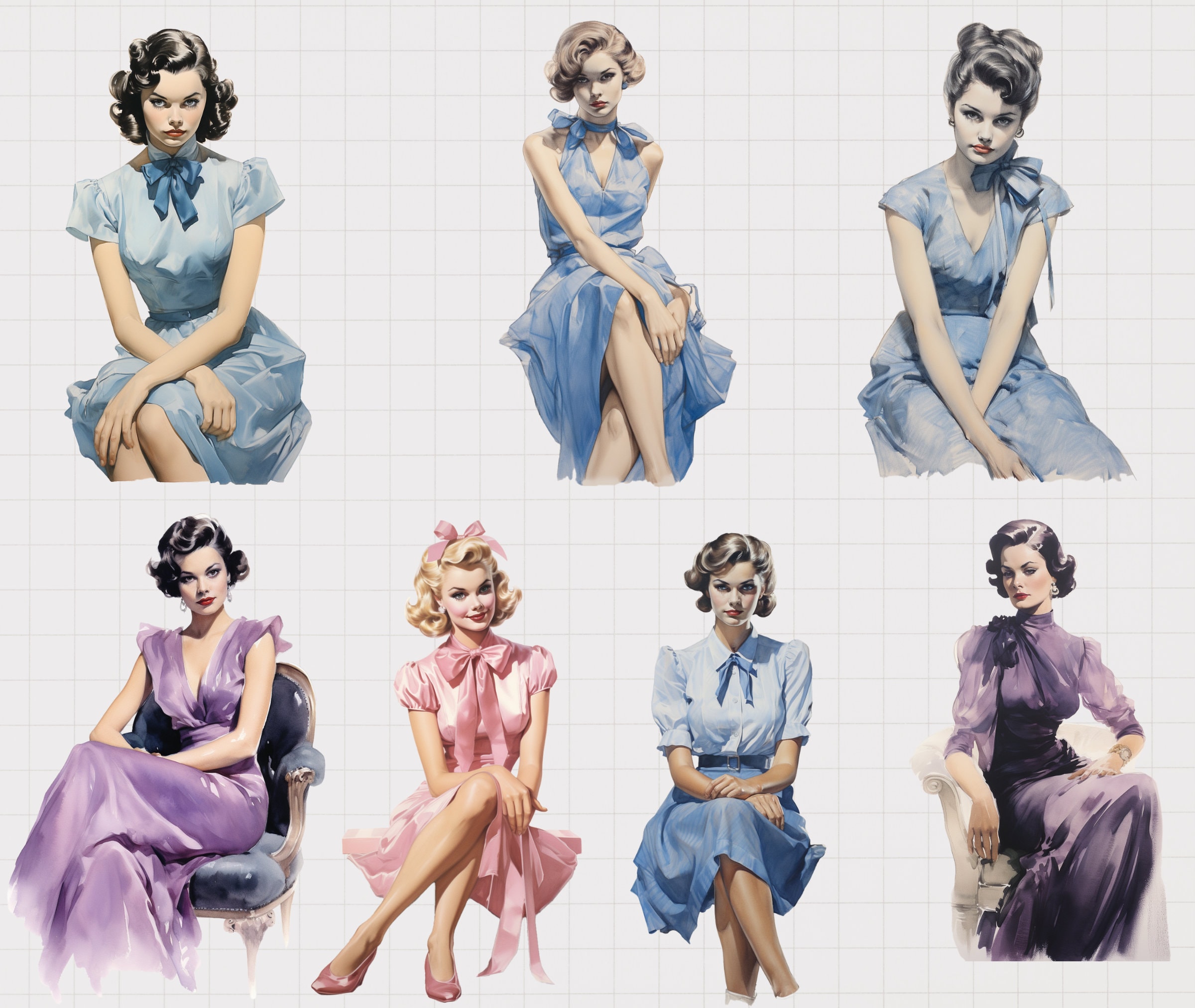 JDES 30 Vintage Fashion Lady Clip Arts, Vintage Fashion Ladies Fussy ...