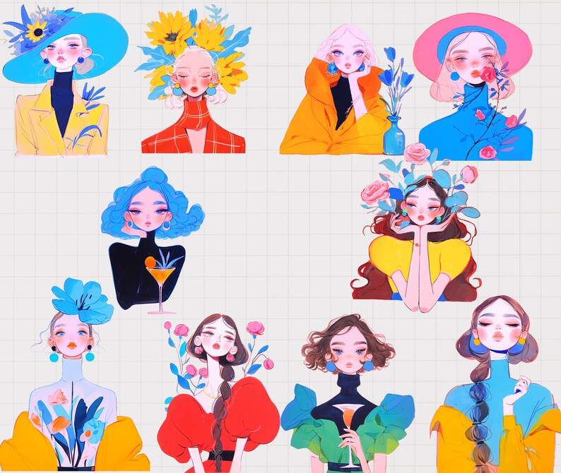 JDES 30 Girls Clipart, Adorable Girls Candy Color, Abstract Girls ...