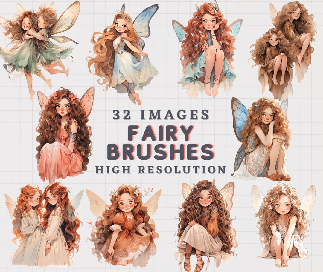 Enchanting Girl Fairy Clipart Bundle, 32 Cute PNG Images, Magical ...
