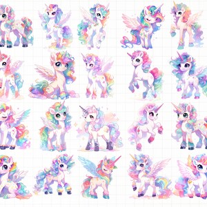 Unicorn Clipart Bundle, Pastel Unicorn Clip Arts, Sweets, Rainbow Stars ...