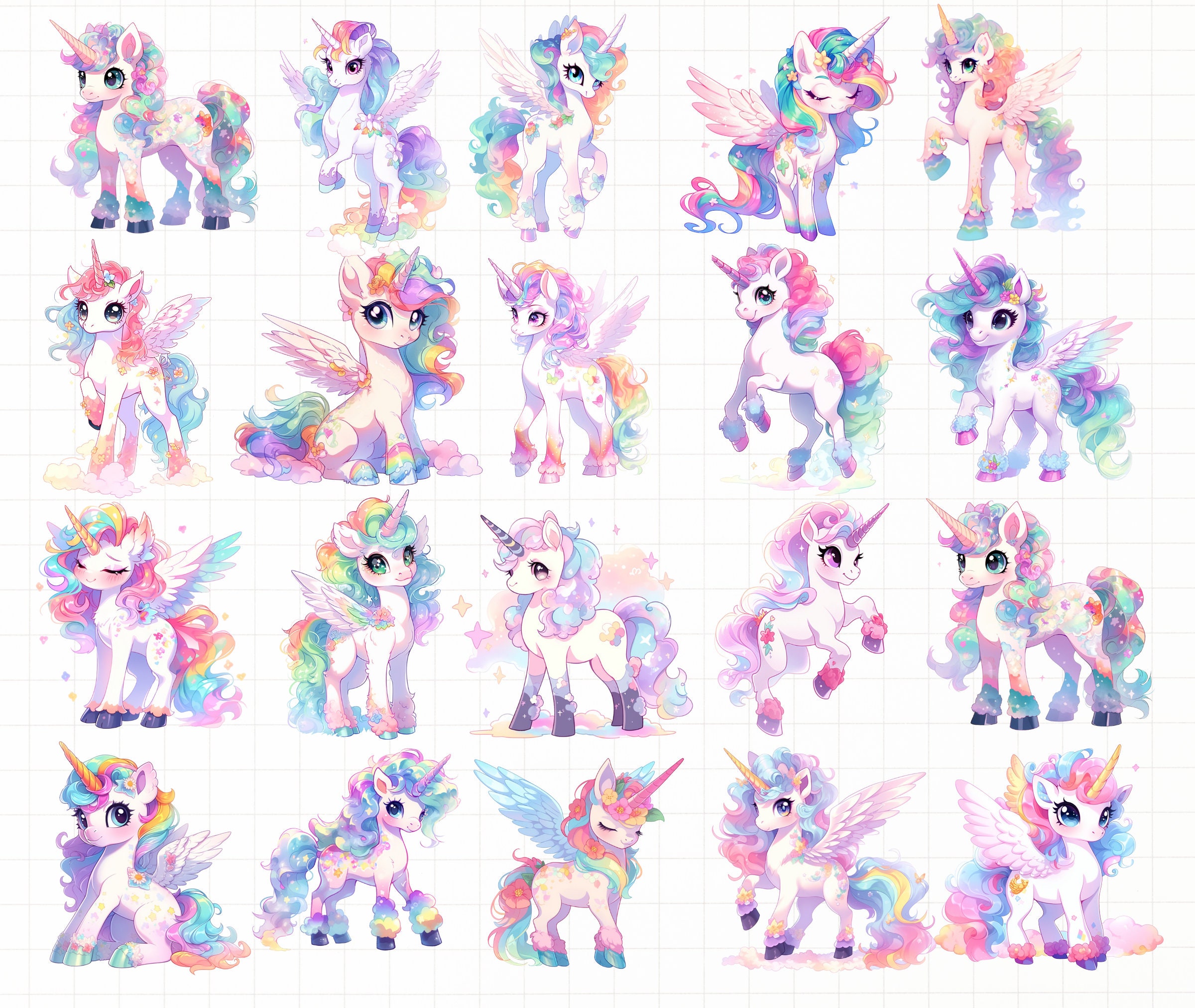 Unicorn Clipart Bundle Pastel Unicorn Clip Arts Sweets - Etsy