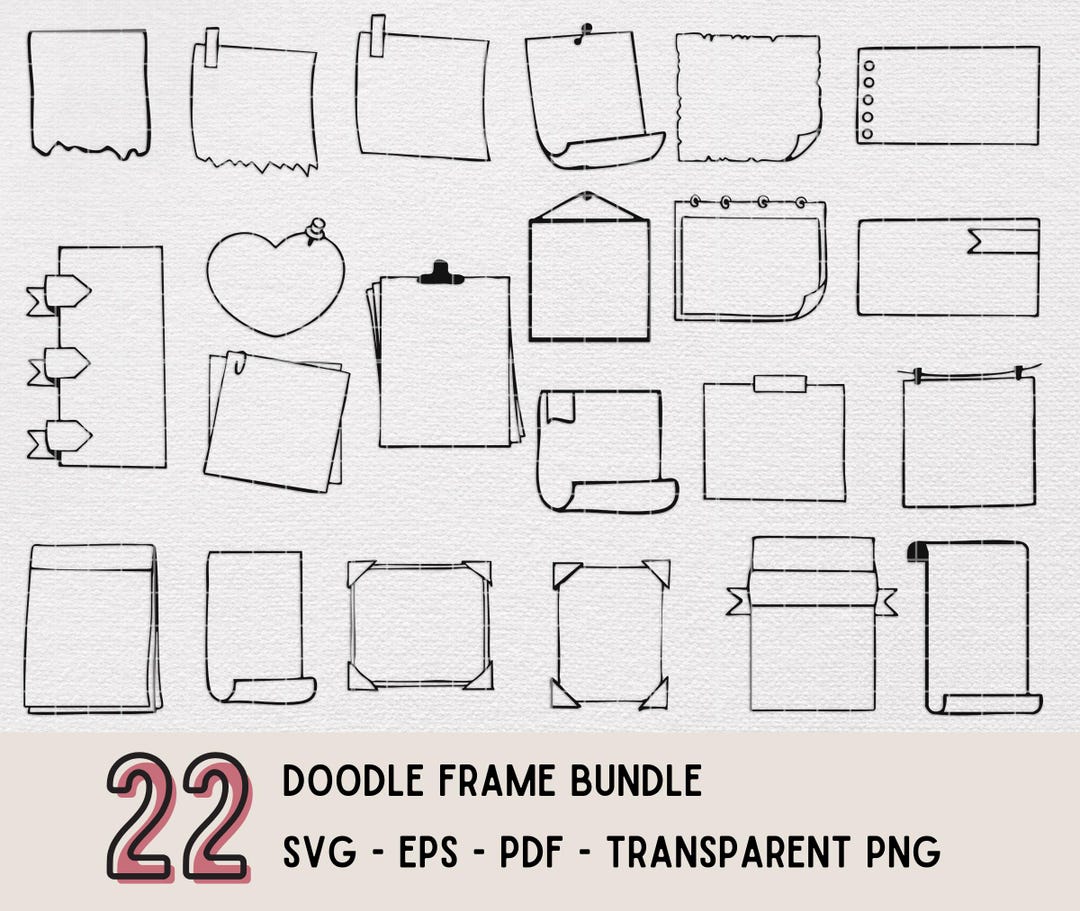 Doodle Frame Clipart Bundle: Hand-drawn Note Designs (SVG, PNG, PDF) - Etsy
