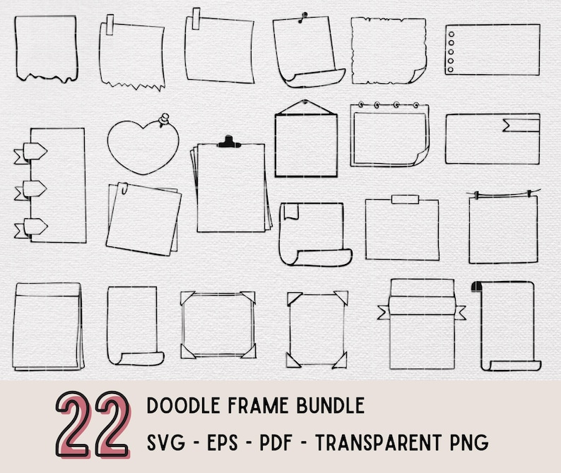 Doodle Frame Clipart Bundle: Hand-drawn Note Designs (SVG, PNG, PDF) - Etsy