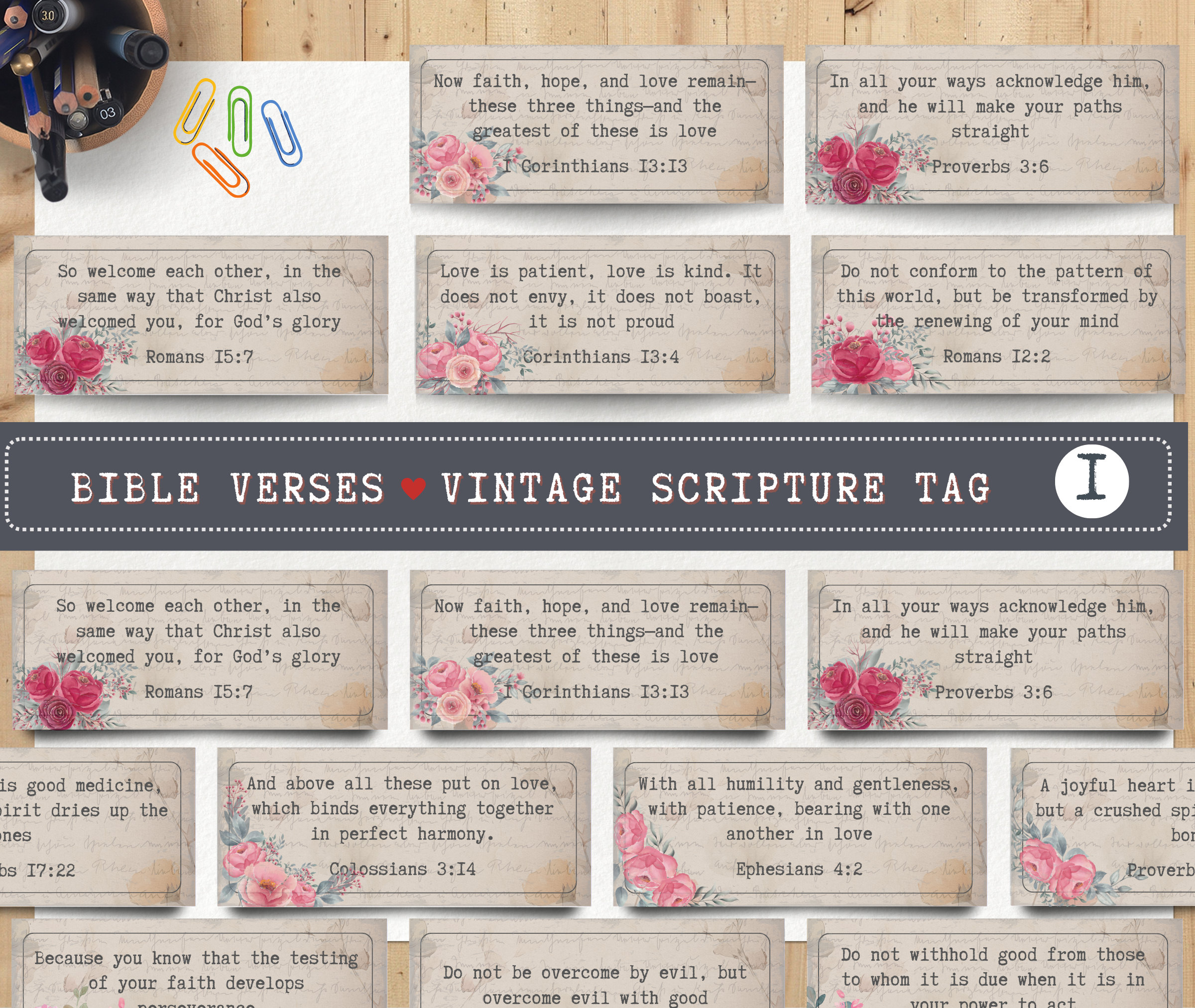 Vintage Bible Verse Add on Junk Journal Kit, Vintage Scripture Verse ...