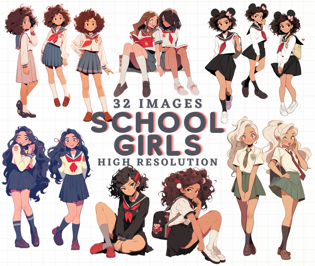 JDES 32 School Girl Digital Clip Art, Transparent PNG Clipart of ...