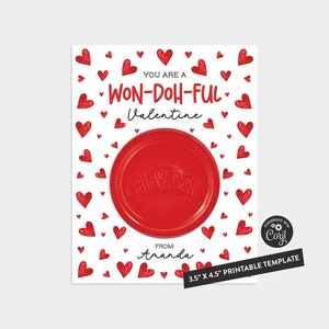 Printable Valentine Play Dough Card: Editable Template (digital ...