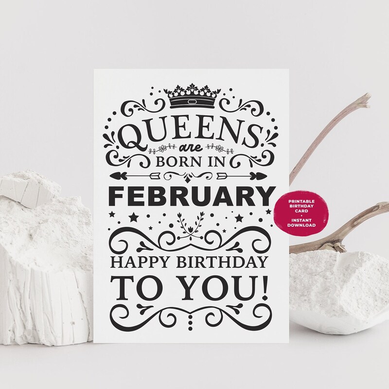 February Birthday Card - Etsy