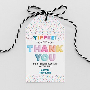 Editable Birthday Party Favor Tag: Yippee Thank You (digital Template ...