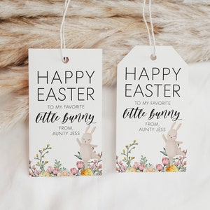 Easter Gift Tag Template: Bunny Basket Tag, Editable Printable (PDF) - Etsy