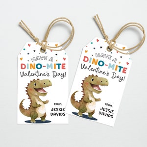 Editable Dinosaur Valentine's Day Favor Tag (printable) - Etsy