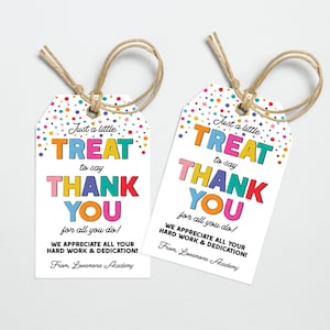 Printable Thank You Gift Tag | Editable Gift Tag for Employee ...
